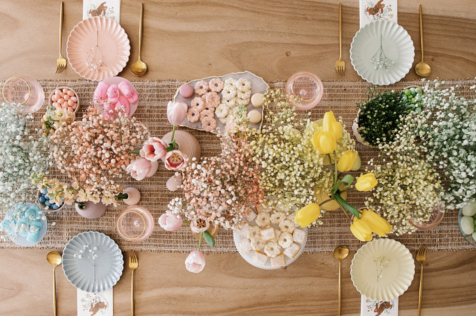 Pastel Rainbow Spring Tablescape | Mommy Diary