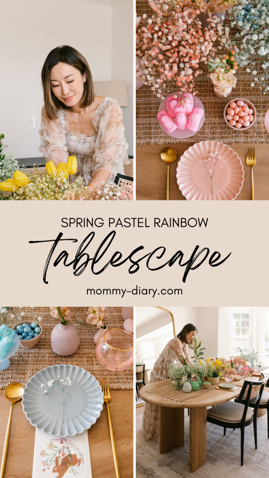 Pastel Rainbow Spring Tablescape | Mommy Diary