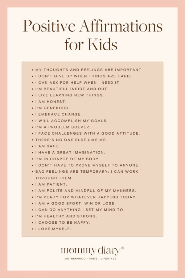 Daily Affirmations For Kids | Mommy Diary